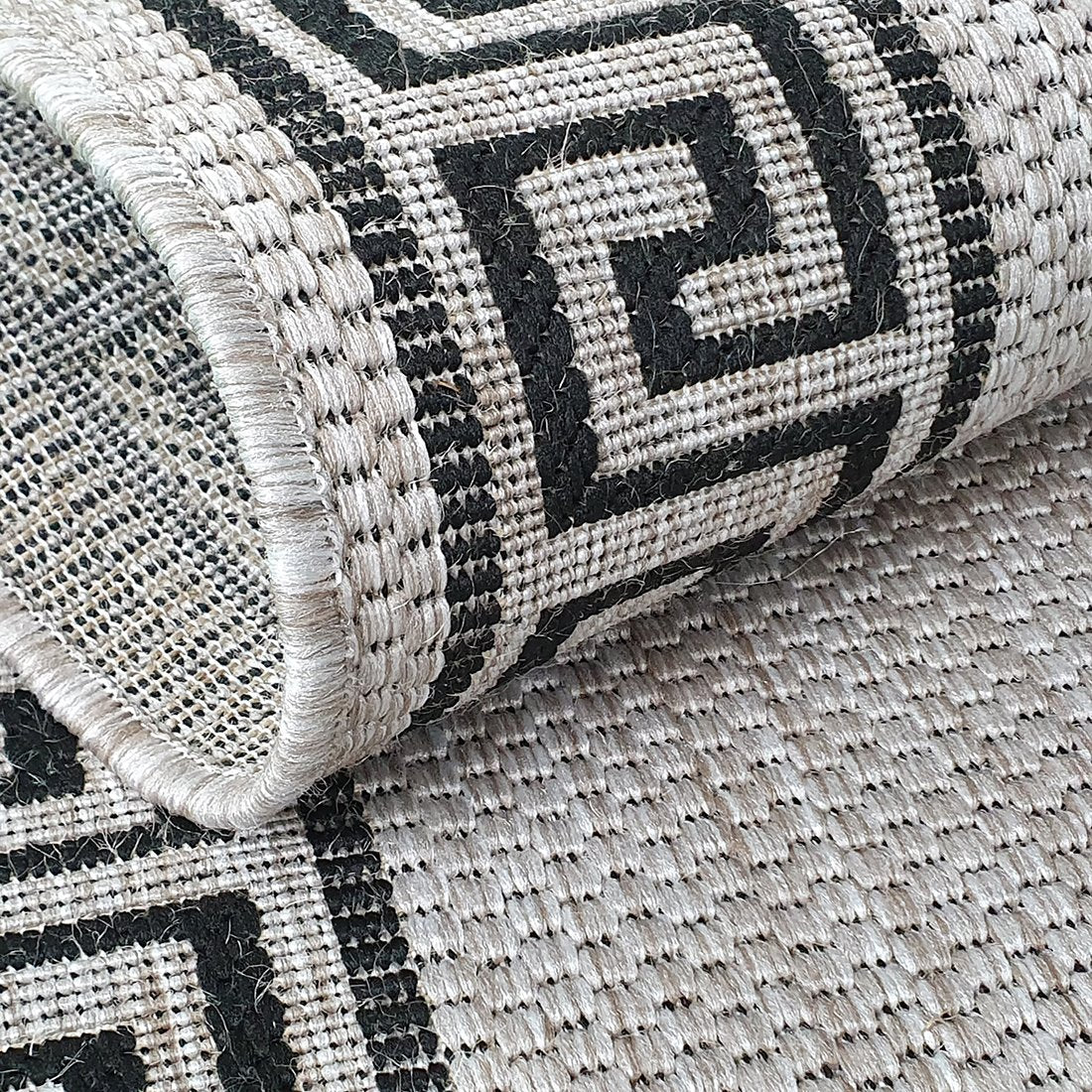 Grey Rug Versace Style Pattern Jute Look Flat Weave Kitchen Small Larg ...